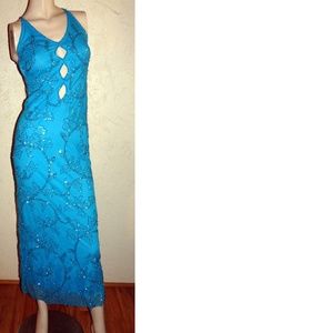 Cache | Dresses | Cache Turquoise Sexy Long Formal Beaded Dress | Poshmark